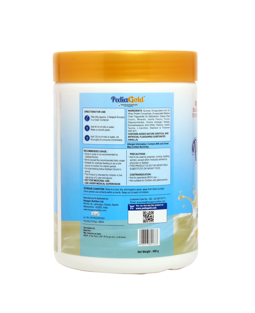 PEDIAGOLD | Nutrition Supplement For Children - Vanilla Flavour - 400G ...